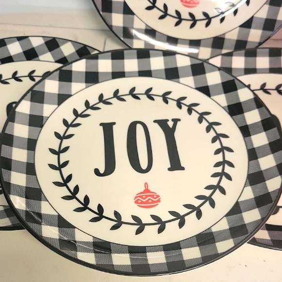Holiday | Holiday | Joy Holiday Plates Black And White Checkered Design ...